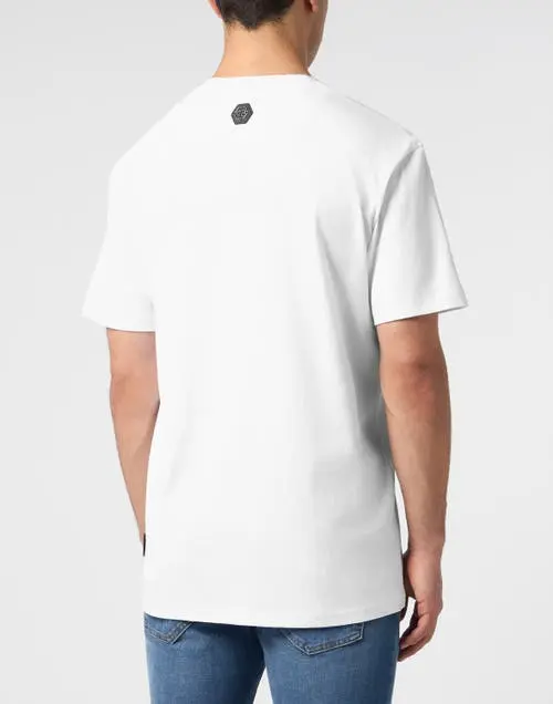 Philipp Plein Round Neck T-shirt Teddy Plane Stones - White