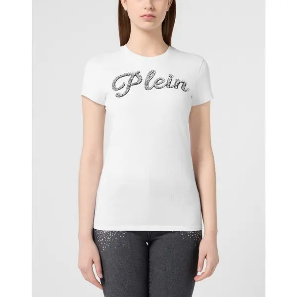 Philipp Plein Sexy Pure Fit T-shirt Signature Crystal - White
