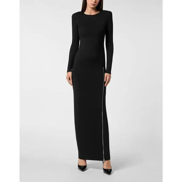 Philipp Plein Long-sleeved Long Dress Fatale - Black