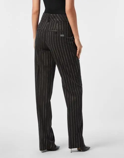 Philipp Plein Pinstriped Straight Lady Trousers