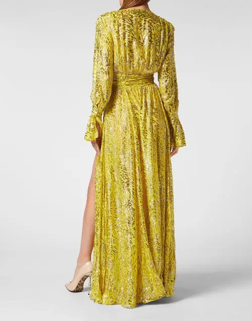 Philipp Plein Gold Lurex Long Dress