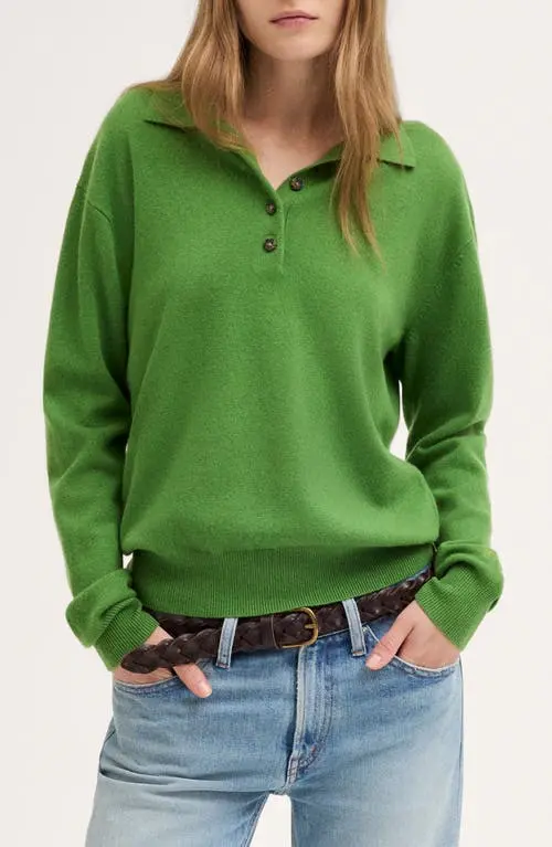 Madewell Soft Wool Polo Sweater - Fresh Fern