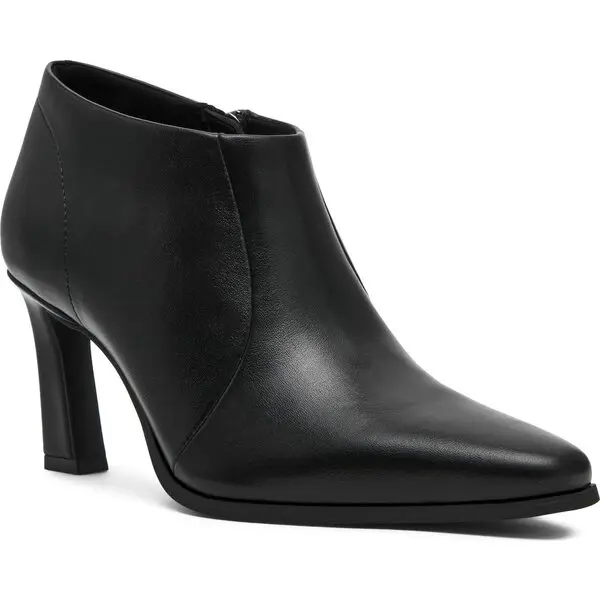 Anne Klein Crush Faux Leather Bootie - Black Smooth