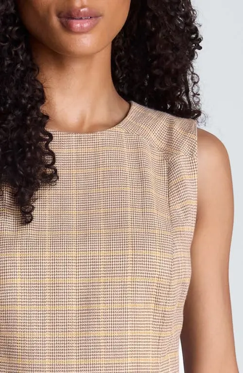 KENNETH COLE COLLECTION Check Print Sleeveless Double Belted Minidress