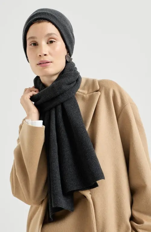 Brunello Cucinelli Cashmere English Rib Knit Scarf