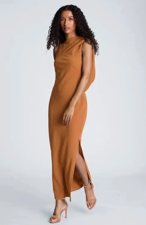 KENNETH COLE COLLECTION Drape Back Crepe Maxi Dress