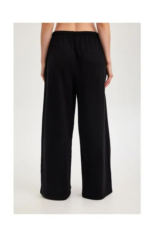BEACH LIFE BY GOTTEX Summer Lounge Cotton Wide Leg Pant - Black