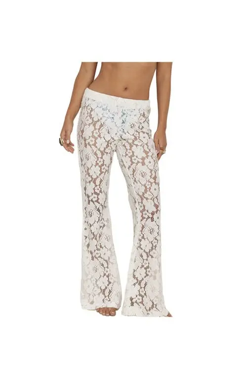 BEACH LIFE BY GOTTEX Saint Tropez Floral Lace Cover-up Pants - White