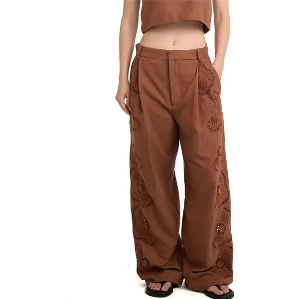 BEACH LIFE BY GOTTEX Resort Embroidered Pants Cover-up - Brown