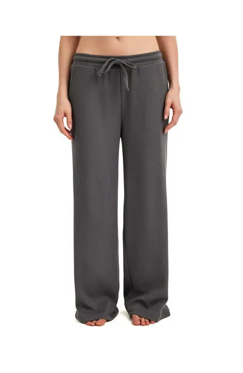 BEACH LIFE BY GOTTEX Summer Lounge Waffle Wide Leg Pant - Dark-grey