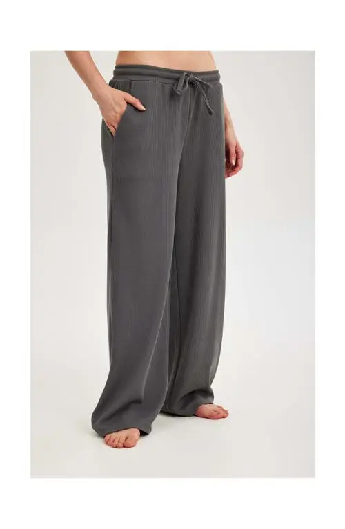 BEACH LIFE BY GOTTEX Summer Lounge Waffle Wide Leg Pant - Dark-grey