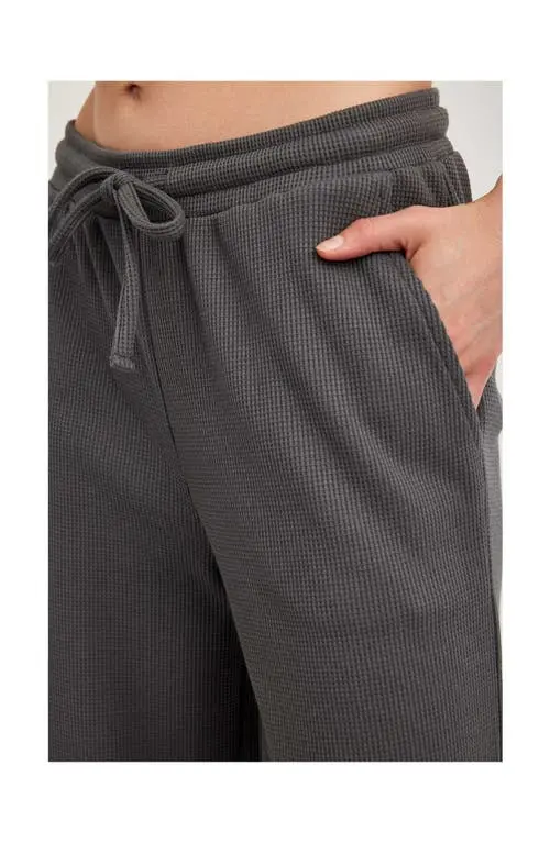BEACH LIFE BY GOTTEX Summer Lounge Waffle Wide Leg Pant - Dark-grey