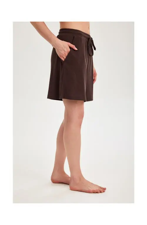 BEACH LIFE BY GOTTEX Summer Lounge Ribbed Shorts - Brown