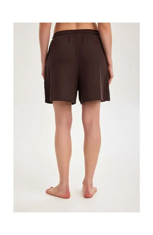 BEACH LIFE BY GOTTEX Summer Lounge Ribbed Shorts - Brown