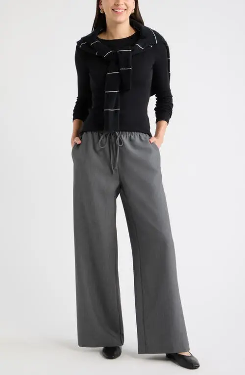 Caslon Rib Crewneck Long Sleeve Top - Black