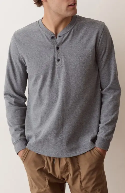 Marine Layer Luxe Jersey Henley - Heather Grey