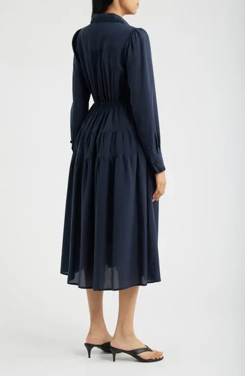 ZOE AND CLAIRE Lace Inset Long Sleeve Midi Dress