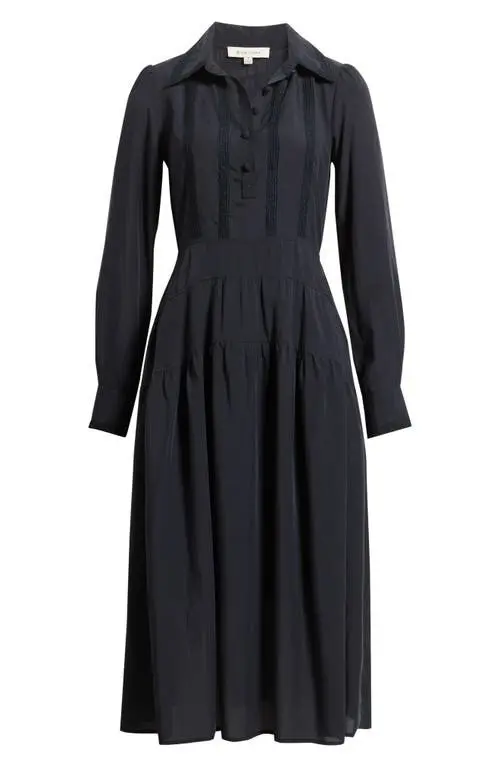 ZOE AND CLAIRE Lace Inset Long Sleeve Midi Dress