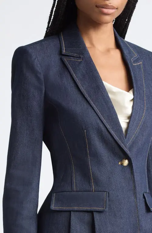 Cinq À Sept Arlene Peplum Denim Blazer