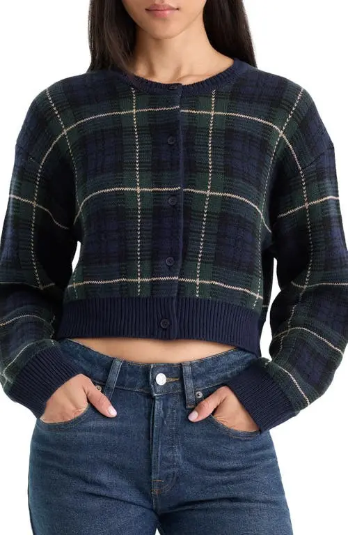 Good American Plaid Jacquard Cardigan