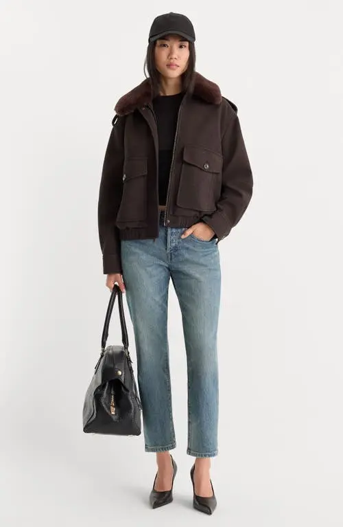 Good American Better Than Leather Faux Leather Bomber Jacket