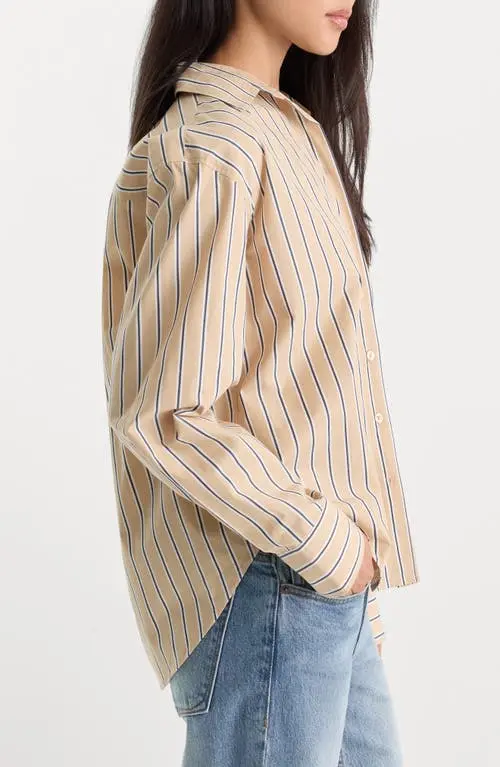Good American Poplin Easy Striped Cotton Shirt
