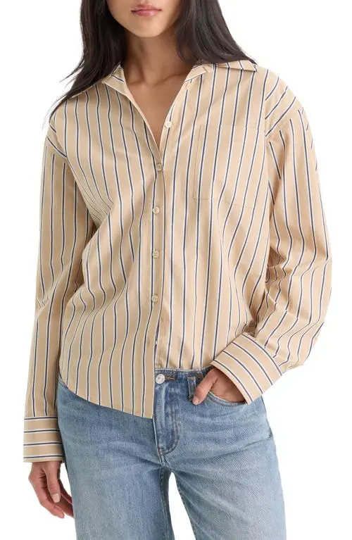 Good American Poplin Easy Striped Cotton Shirt - Dune Multi Stripe