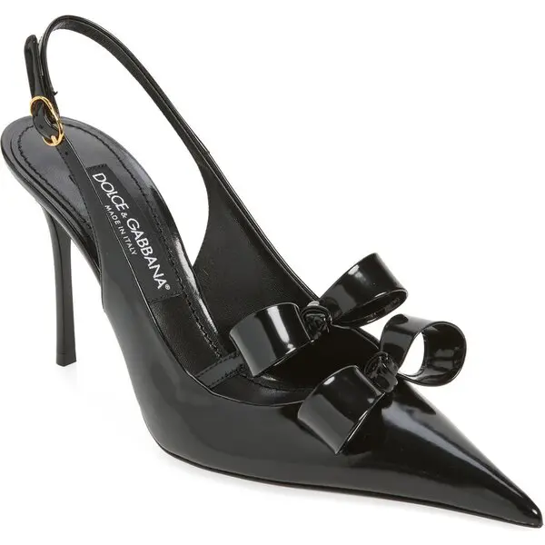 Dolce & Gabbana Coeur Leather Slingback Pointed Toe Pump - Nero