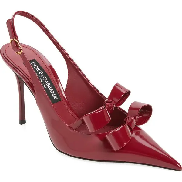 Dolce & Gabbana Coeur Leather Slingback Pointed Toe Pump - Tono Vino