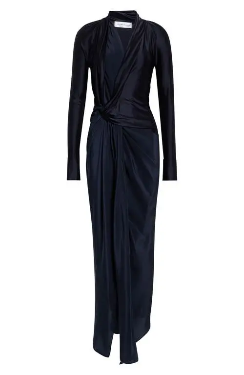 Victoria Beckham Lea Twist Front Jersey Midi Dress - Navy