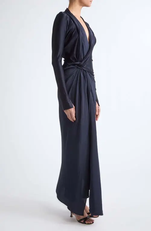 Victoria Beckham Lea Twist Front Jersey Midi Dress