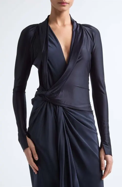 Victoria Beckham Lea Twist Front Jersey Midi Dress
