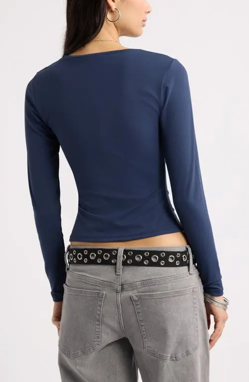 Bp. Smooth Fit Long Sleeve Crewneck T-shirt - Navy Indigo