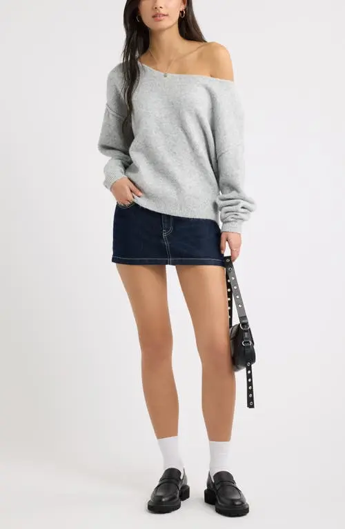 Bp. Off The Shoulder Sweater - Grey Heather