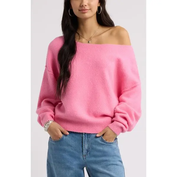 Bp. Off The Shoulder Sweater - Pink Aurora