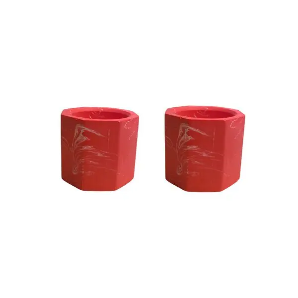 BY SHAX Festive Marbled Tealight Holder Pair