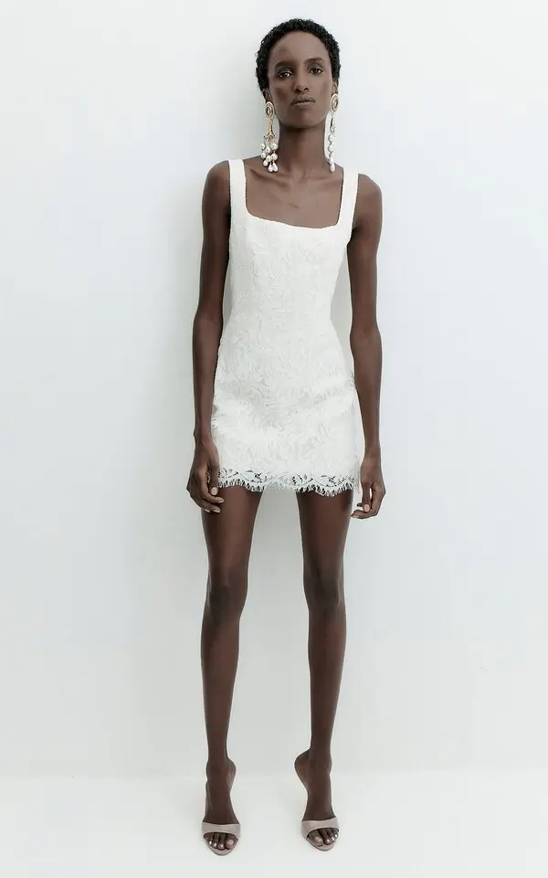 DE LA VALI Amba Cotton-blend Lace Mini Dress