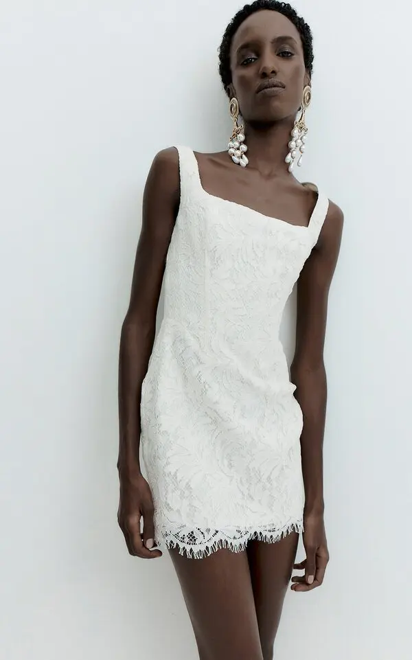 DE LA VALI Amba Cotton-blend Lace Mini Dress - Ivory