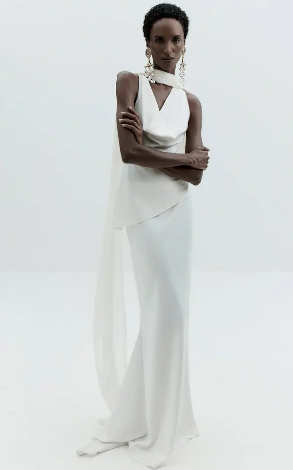 DE LA VALI Sel Cowl-neck Top With Scarf