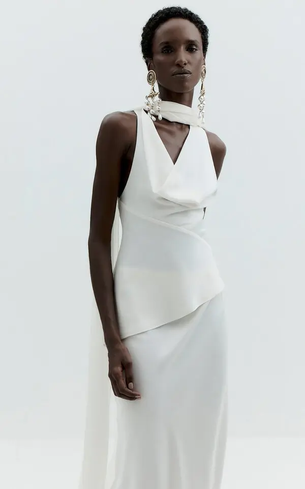DE LA VALI Sel Cowl-neck Top With Scarf