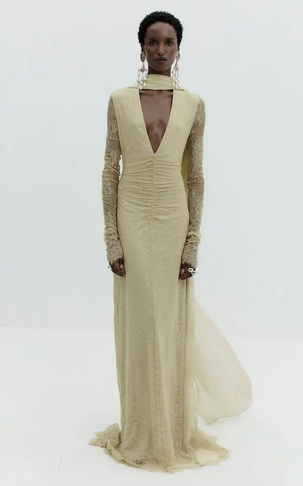 DE LA VALI Mica Fine Lace Maxi Dress