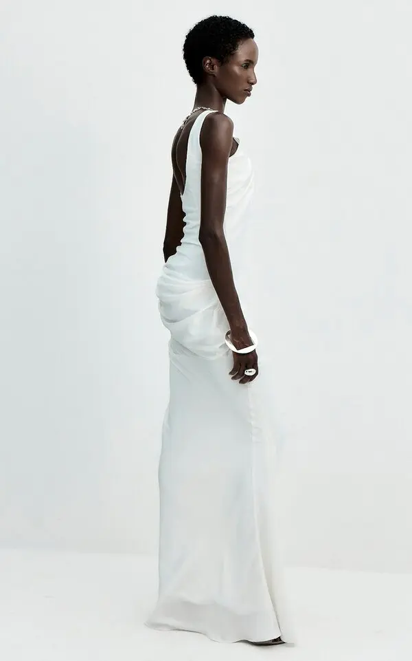 DE LA VALI Rosavelle Scoop-neck Draped Maxi Dress
