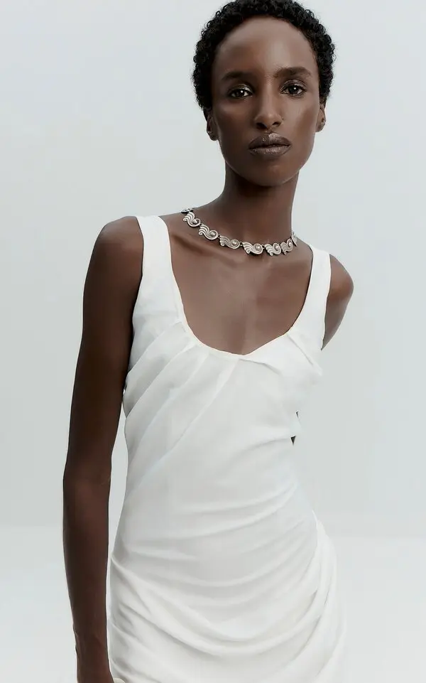 DE LA VALI Rosavelle Scoop-neck Draped Maxi Dress