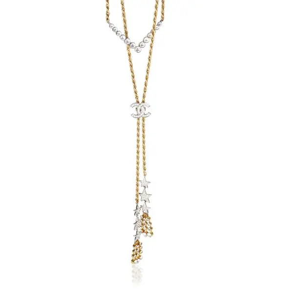 Chanel 2021 Strass Cc Station Necklace - Ruthenium