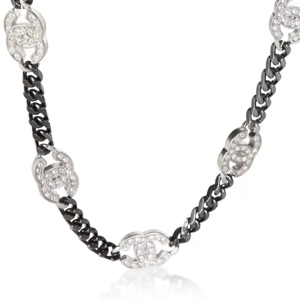 Chanel 2021 Strass Cc Station Necklace - Ruthenium