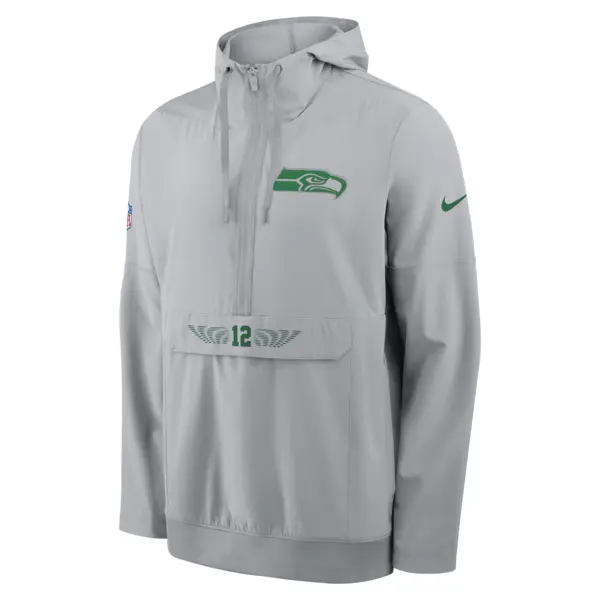 Nike Seattle Seahawks Rivalries Collection Sideline Anorak Nfl 1/2-zip Hooded Jacket - Grey