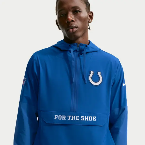 Nike Indianapolis Colts Rivalries Collection Sideline Anorak Nfl 1/2-zip Hooded Jacket - Blue