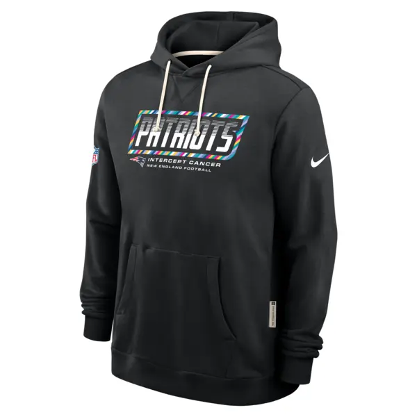 Nike New England Patriots Crucial Catch Sideline Standard Issue Dri-fit Nfl Pullover Hoodie - Black
