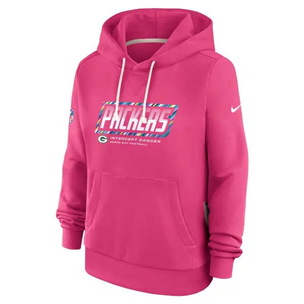 Nike Green Bay Packers Crucial Catch Standard Issue Dri-fit Nfl Pullover Hoodie - Pink