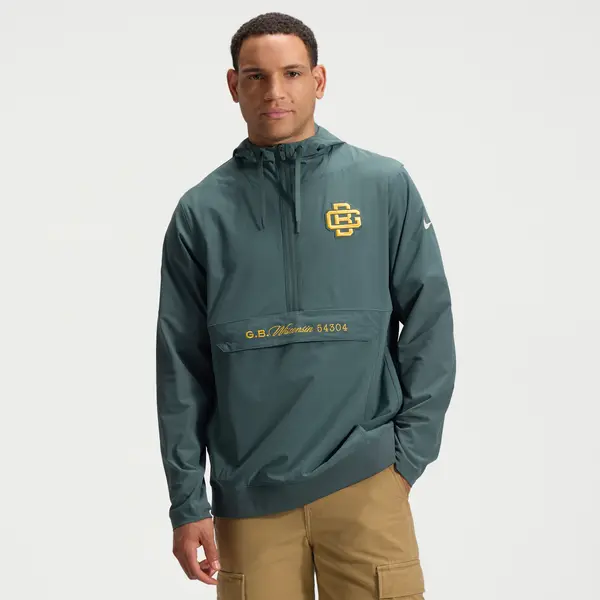 Nike Bay Packers Rivalries Collection Sideline Anorak Nfl 1/2-zip Hooded Jacket - Green